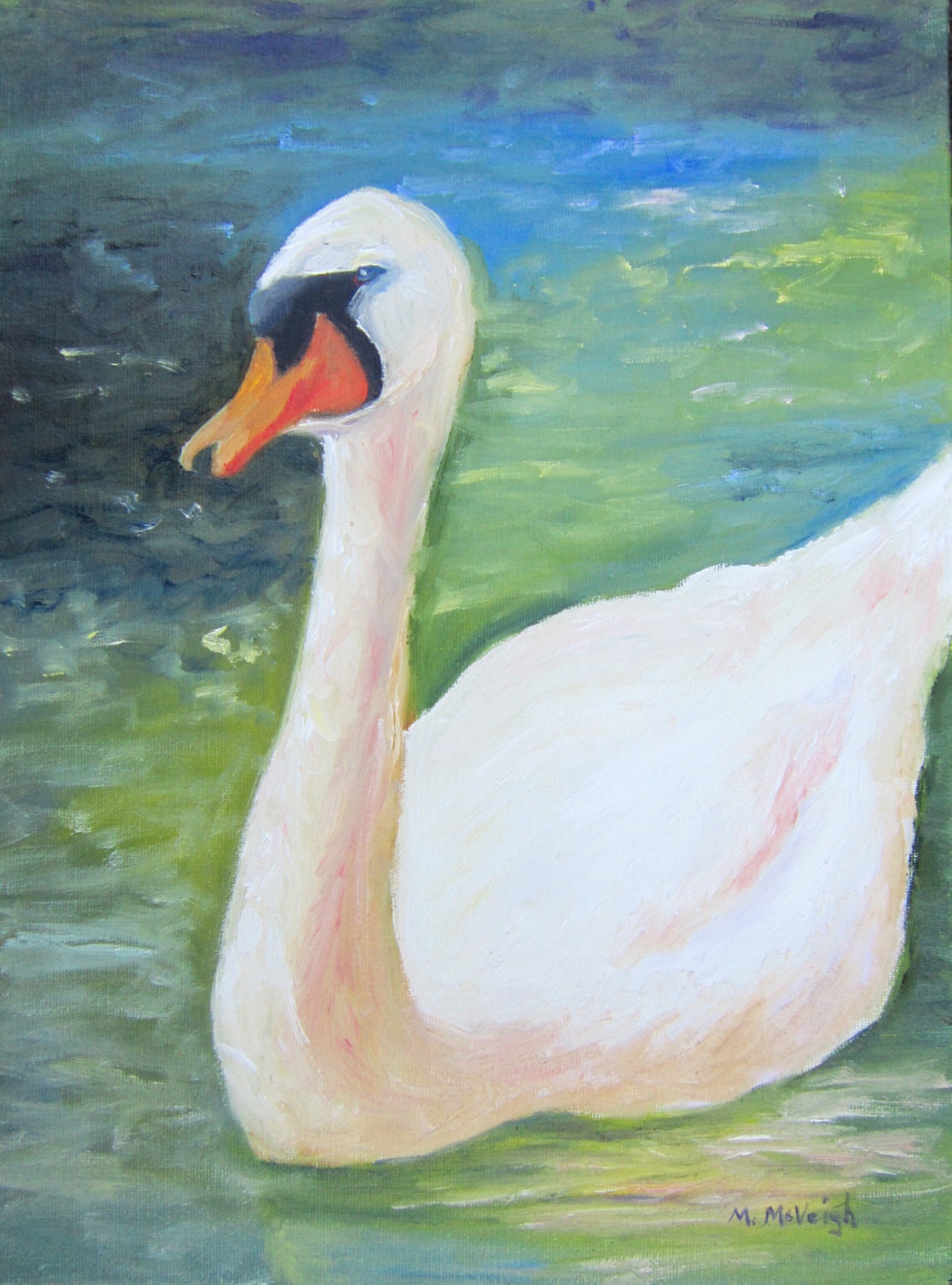 Pintura al óleo original de un cisne. - Etsy España