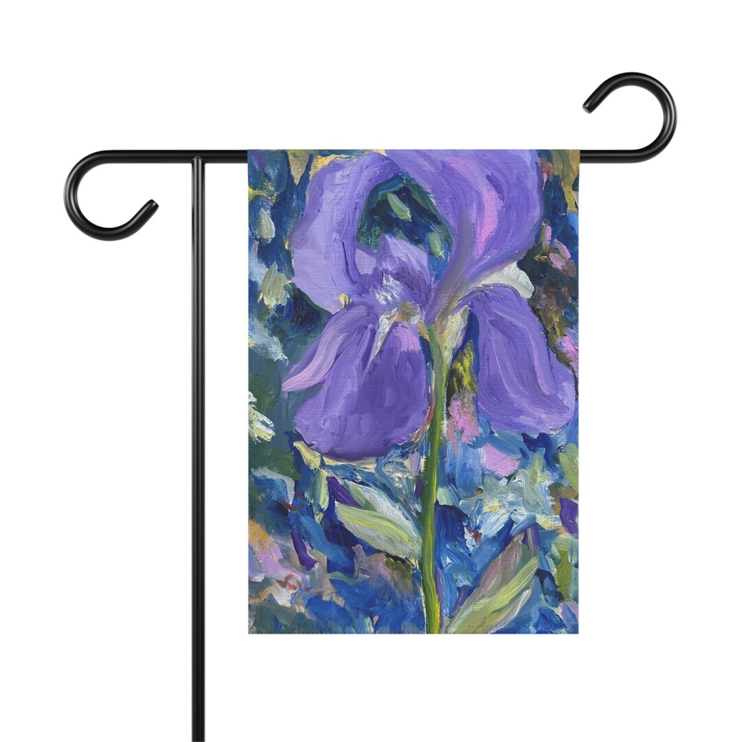 Purple Iris Floral Art Garden Banner: Outdoor Decor by Marita Mcveigh ...