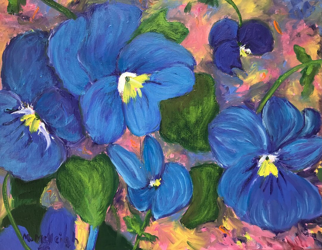 Blue Pansy Painting - Etsy