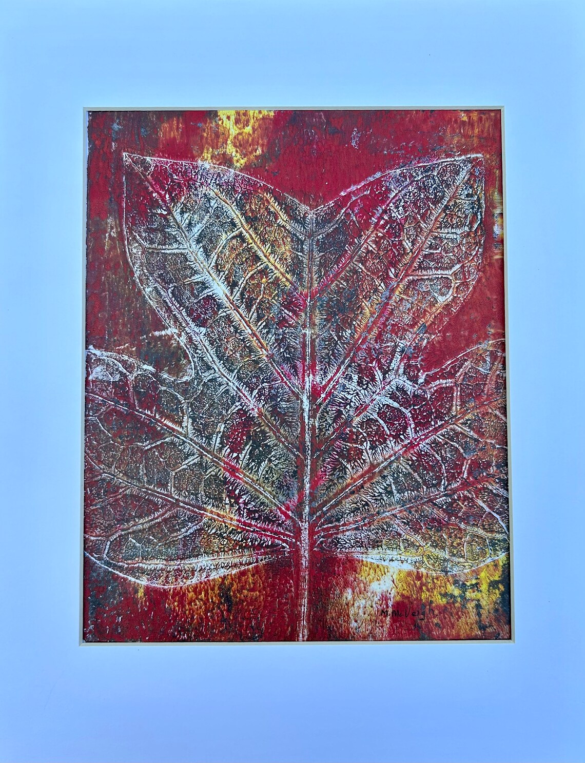 Leaf Botanical Hand Pulled Print-red - Etsy