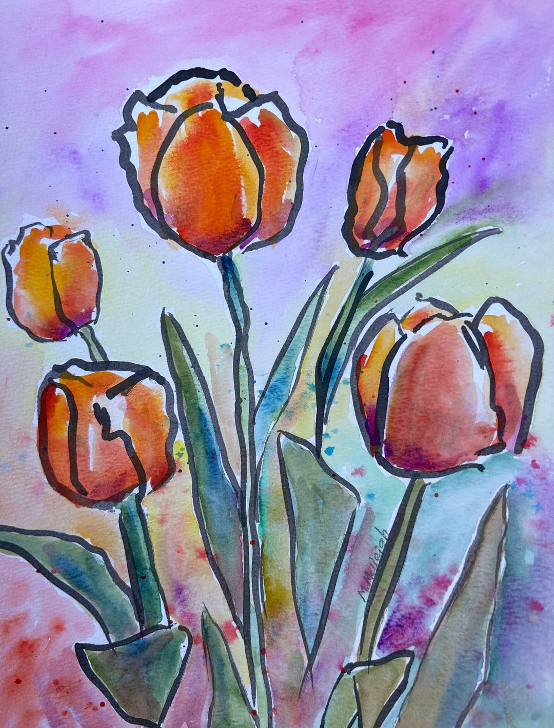 Spring Tulips Painting - Etsy