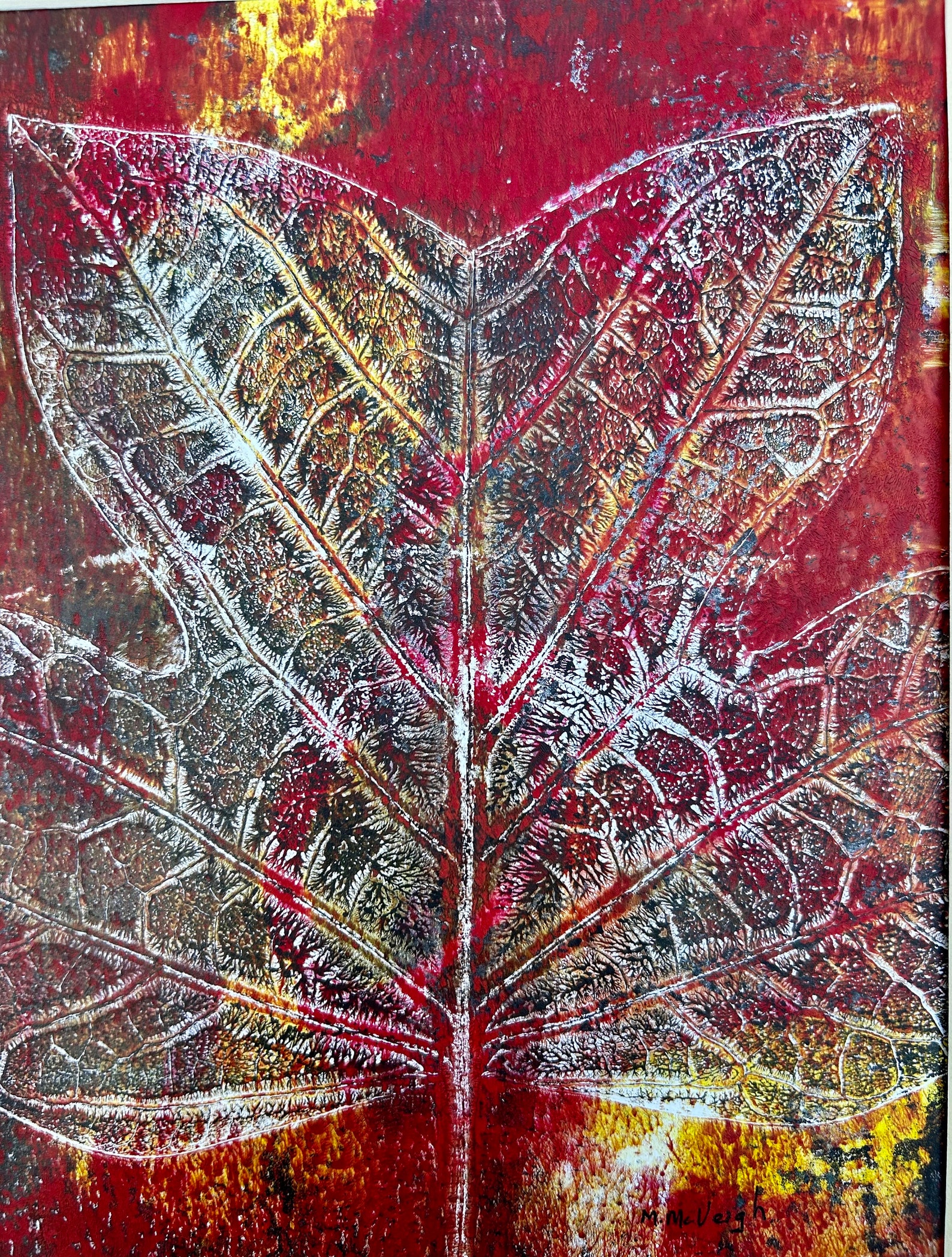 Leaf Botanical Hand Pulled Print-red - Etsy