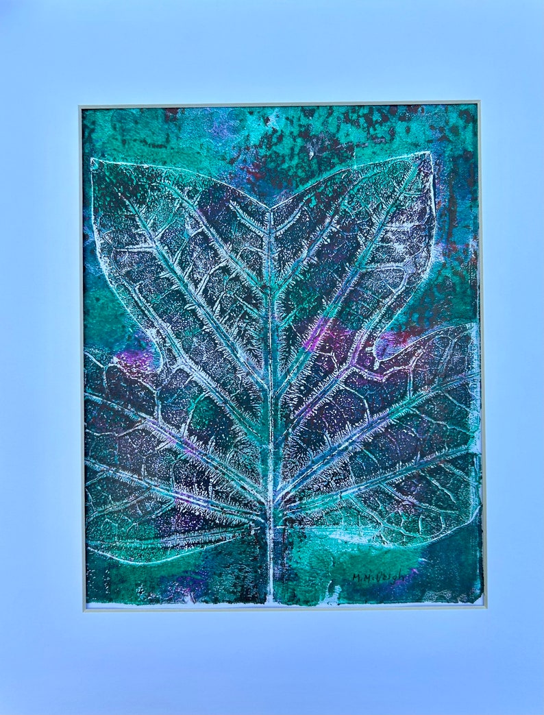 Leaf Botanical Hand Pulled Print Green and Black - Etsy