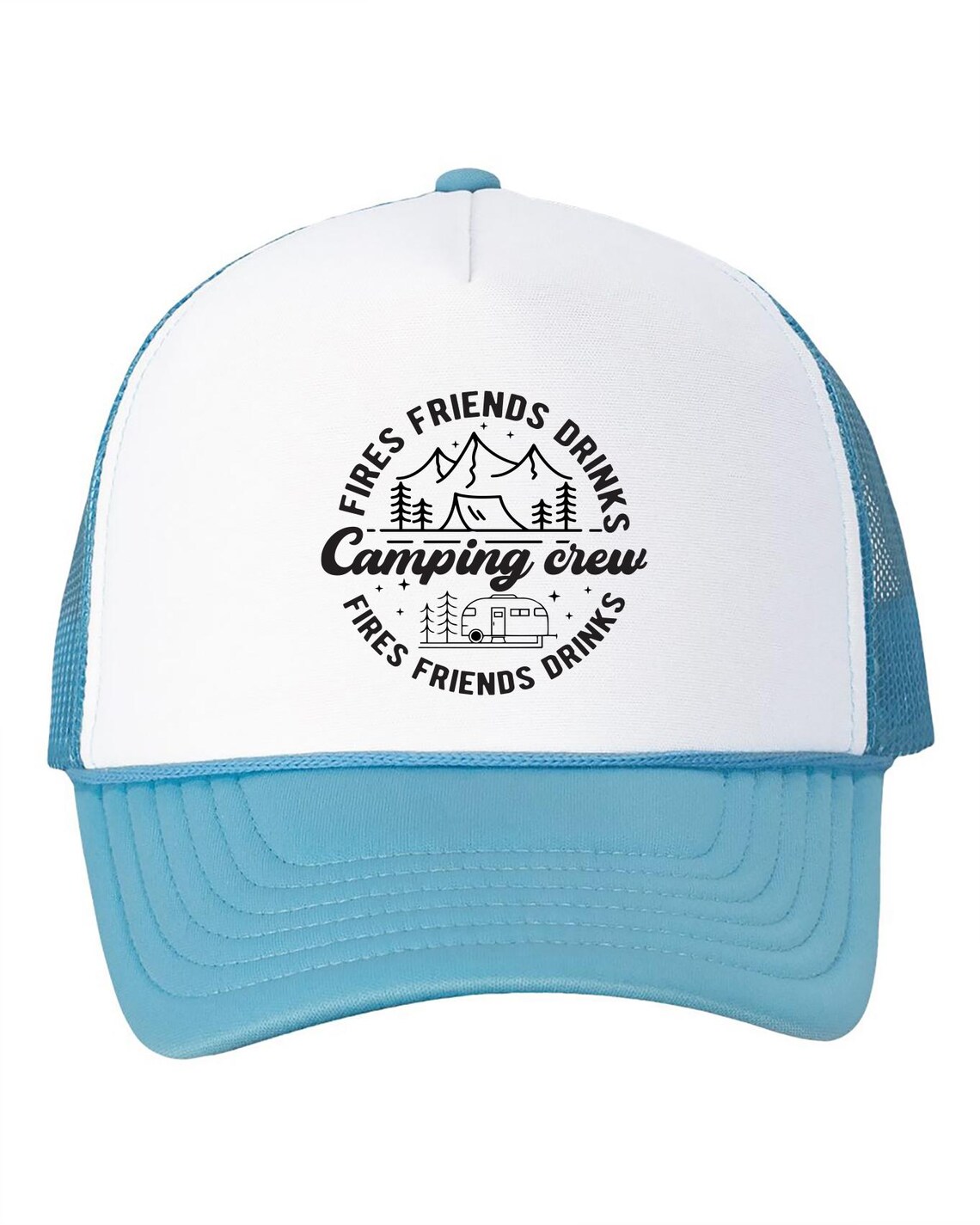 Camping Crew Fires Friends Drinks Foam Mesh-back Trucker Cap, Friends ...