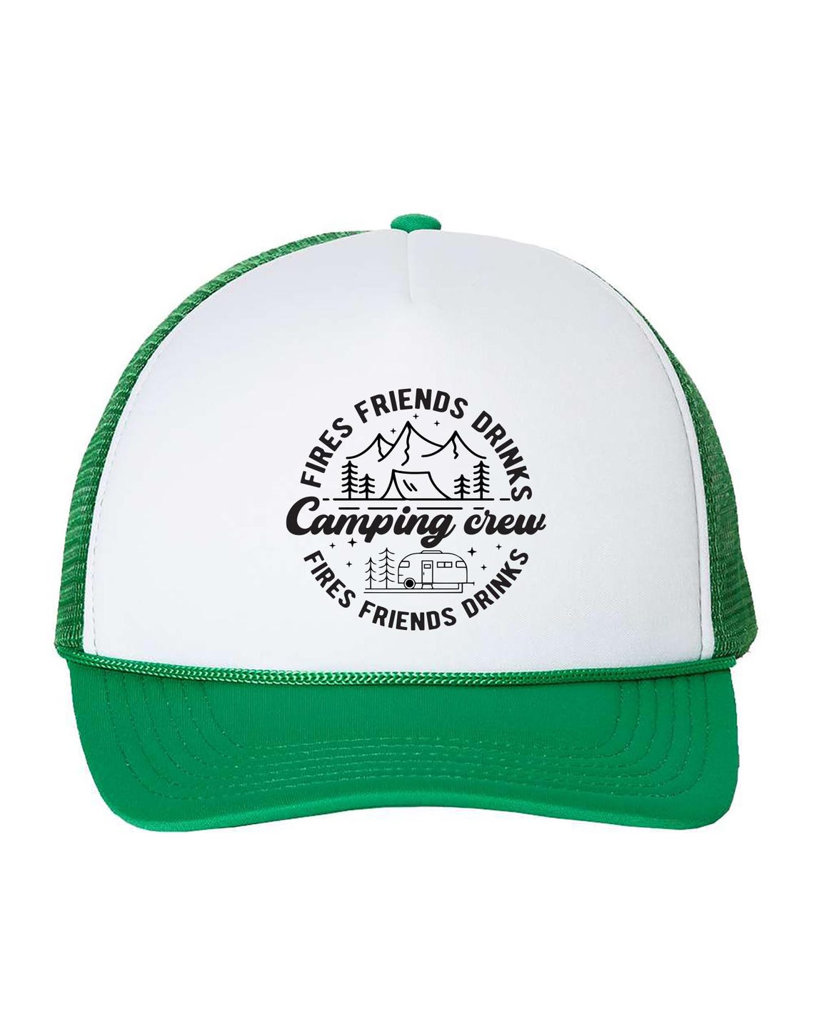 Camping Crew Fires Friends Drinks Foam Mesh-back Trucker Cap, Friends ...