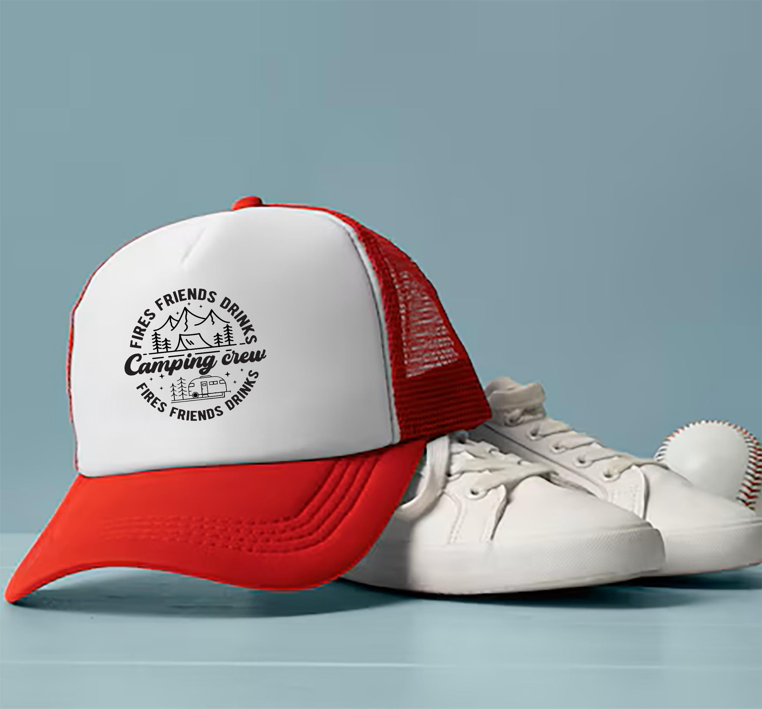 Camping Crew Fires Friends Drinks Foam Mesh-back Trucker Cap, Friends ...