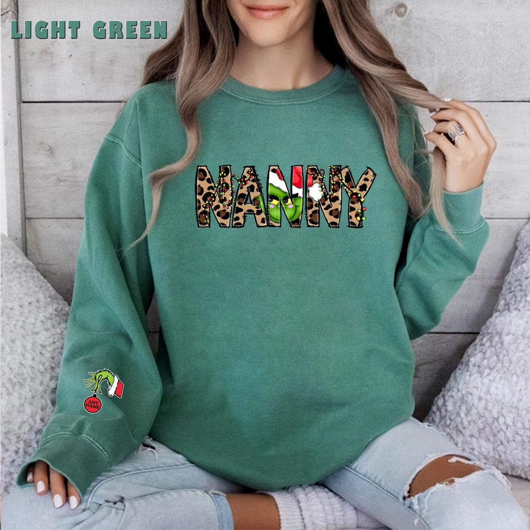 Christmas Grinch Nanny Sweater, Custom Name Sweater, Personalized ...