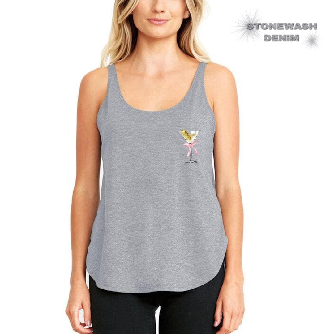 Dirty Martini Ribbon Tank Top, Soft Martini Bow Top, Trendy Dirty ...