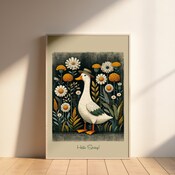 Silly Goose Wall Art, Cute Goose Poster, Beige Nursery Decor, Farm ...