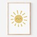 Smiling Sun Poster, Happy Sun Printable, Yellow Sun Print, Boho Nursery ...