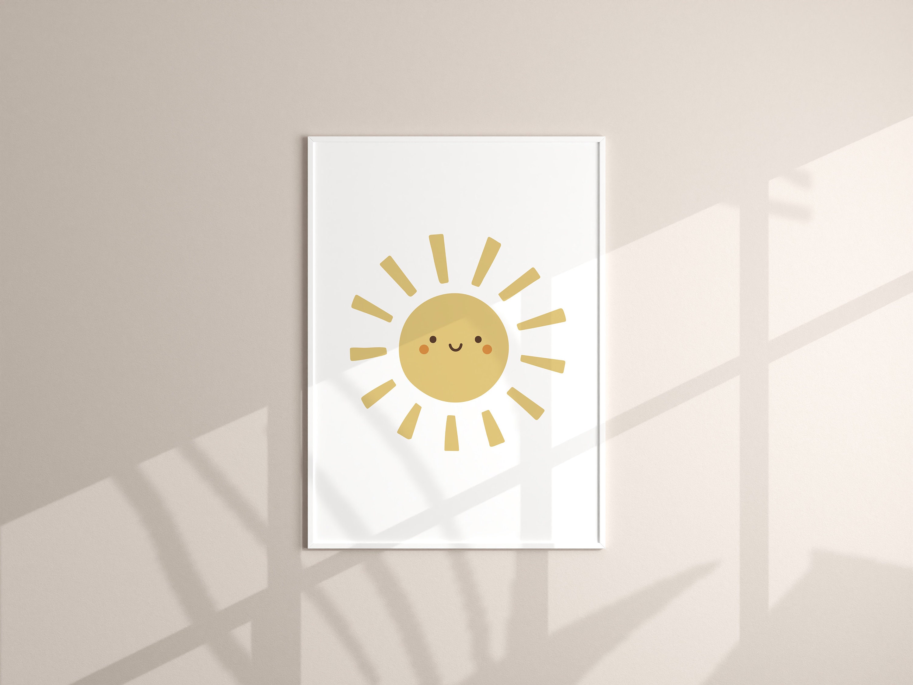 Smiling Sun Poster, Happy Sun Printable, Yellow Sun Print, Boho Nursery ...