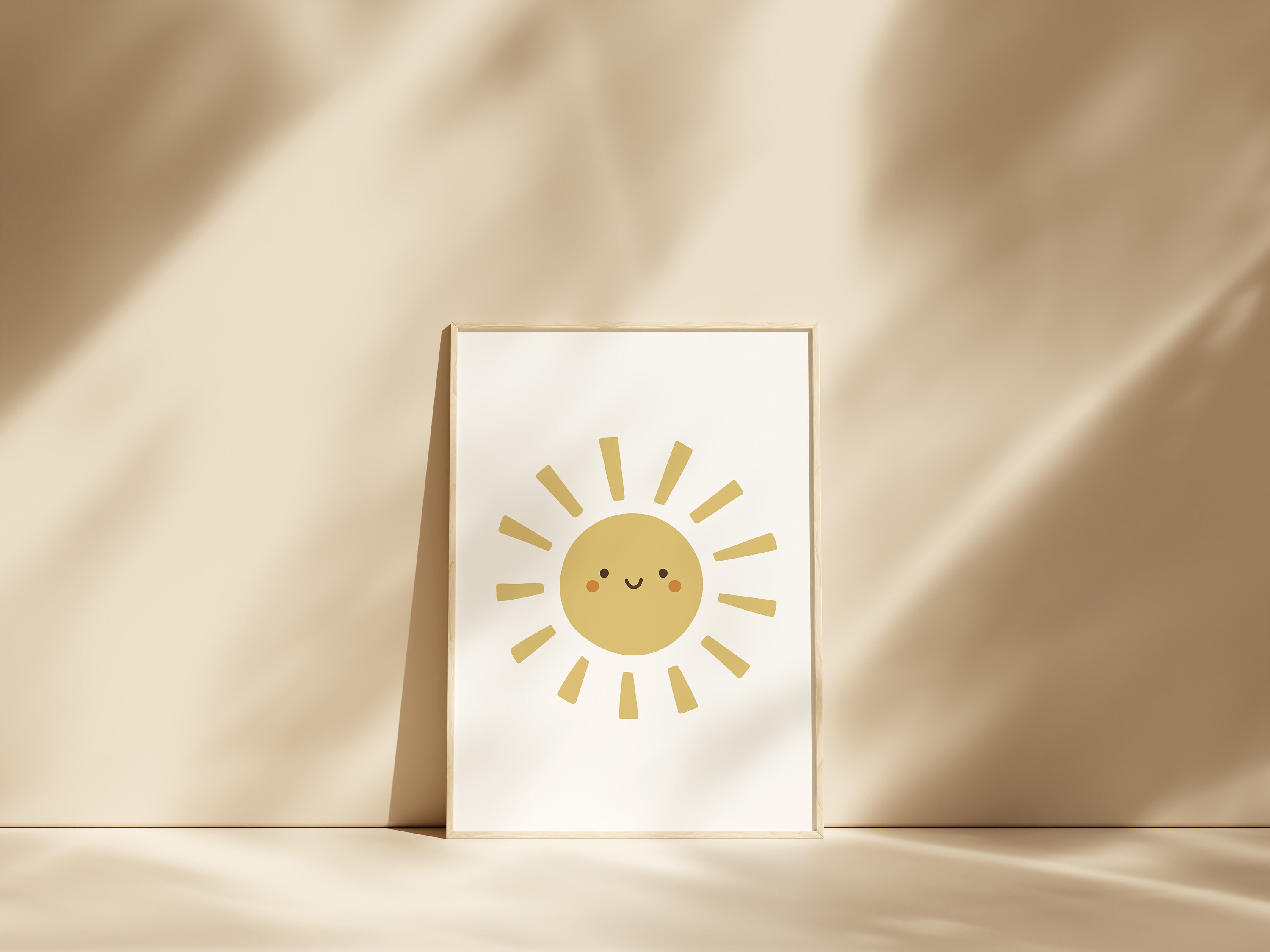 Smiling Sun Poster, Happy Sun Printable, Yellow Sun Print, Boho Nursery ...