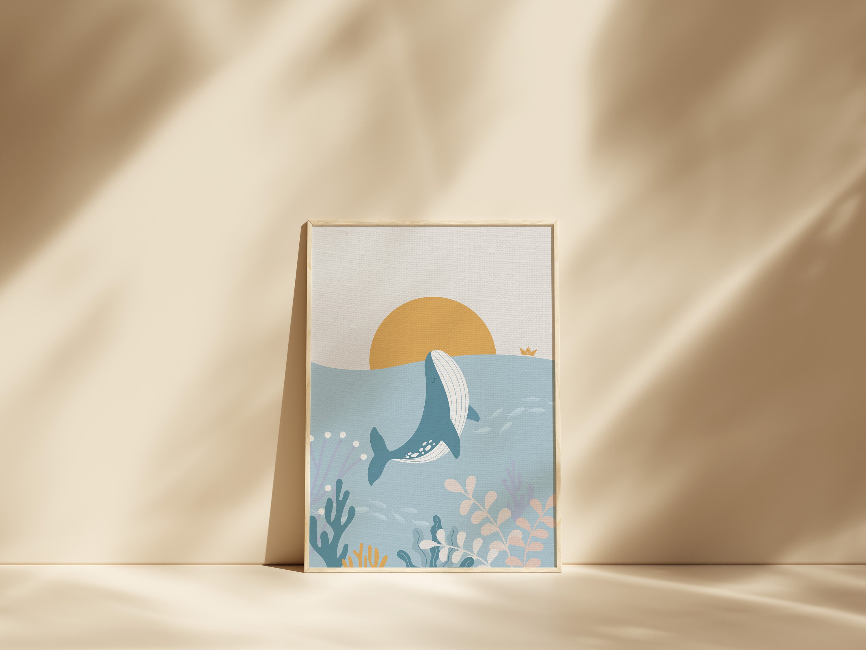 Blue Whale Poster, Ocean Nursery Print, Nautical Nursery Wall Art ...