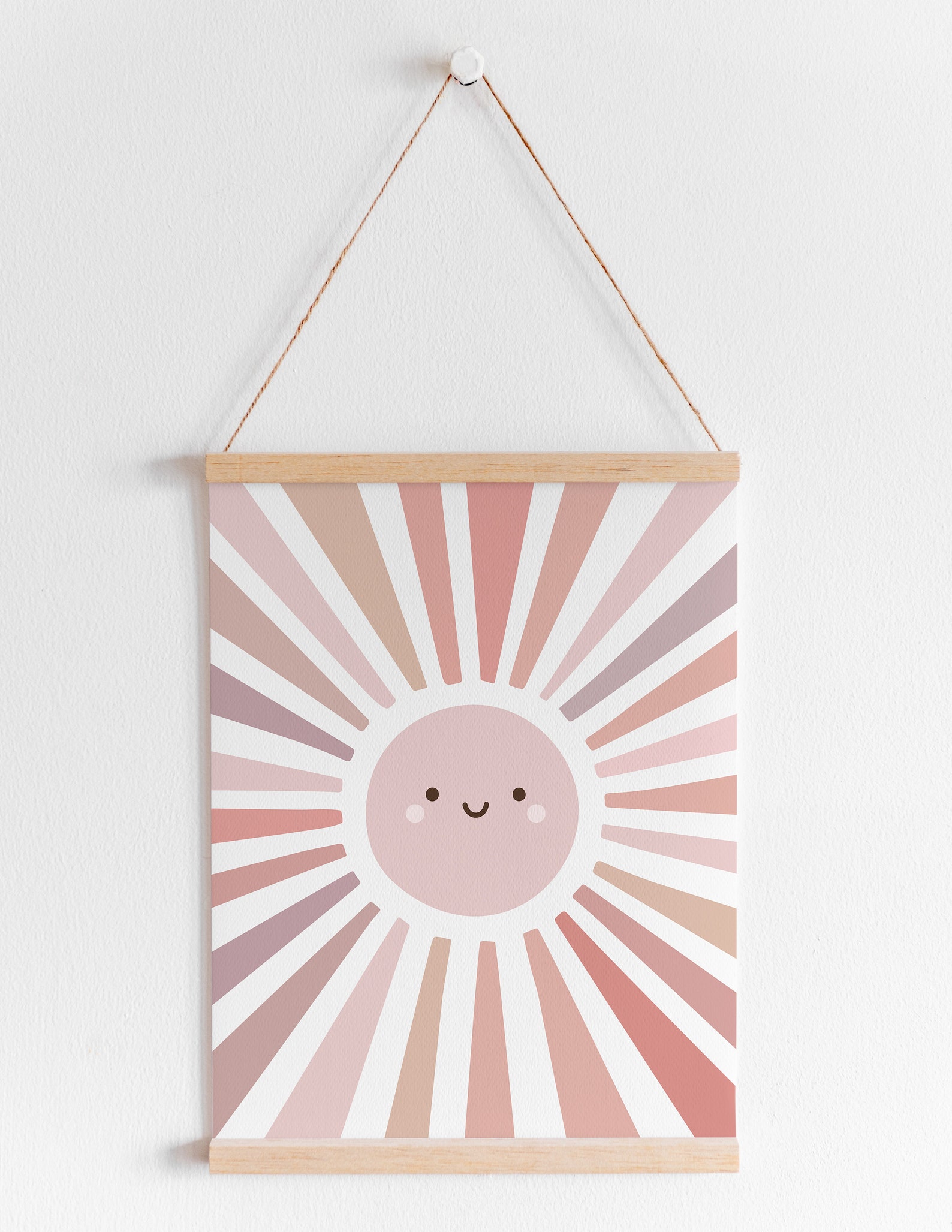 Happy Sun Poster, Pastel Pink Print, Nursery Printable, Toddler Nursery ...