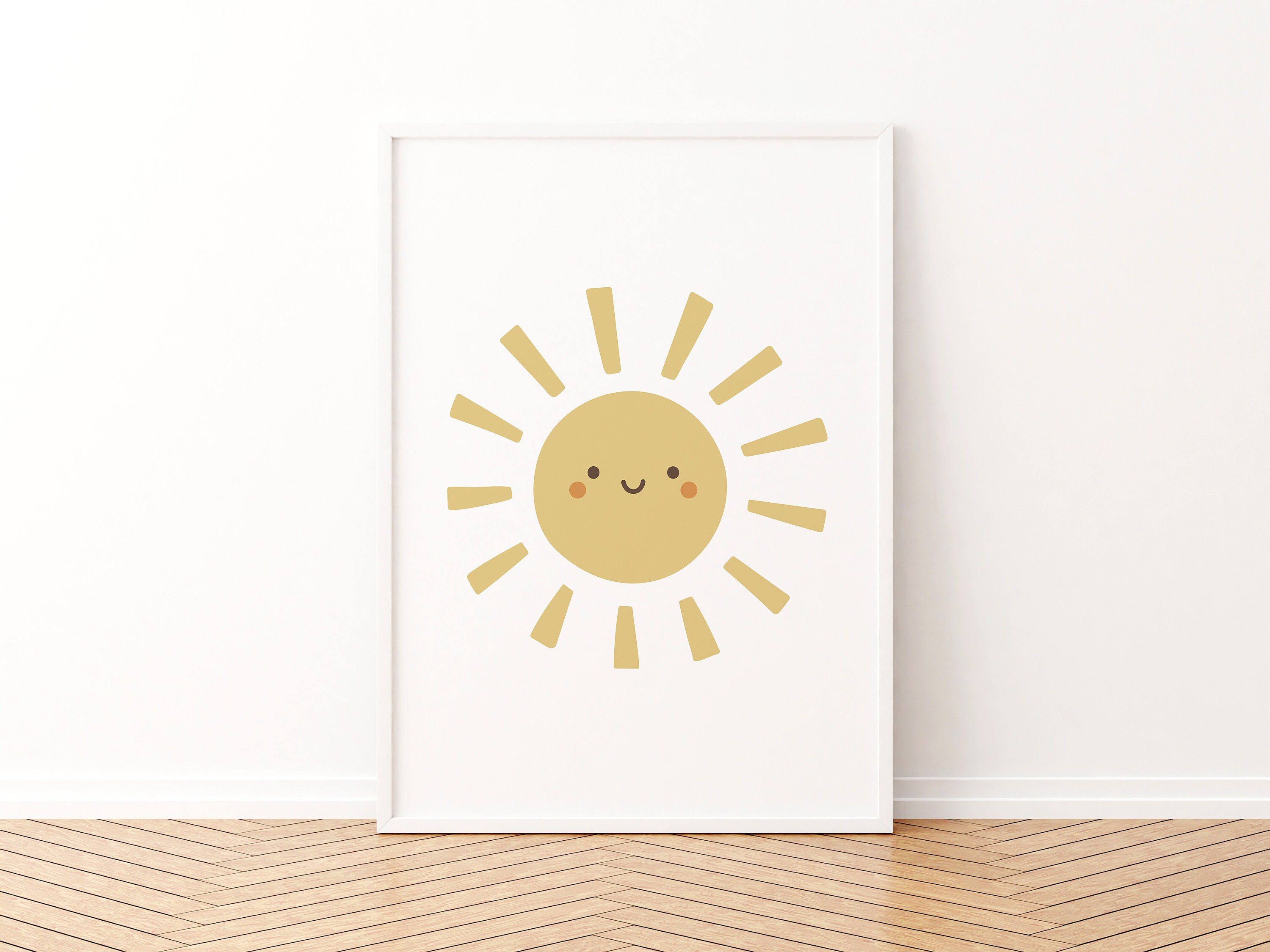 Smiling Sun Poster, Happy Sun Printable, Yellow Sun Print, Boho Nursery ...