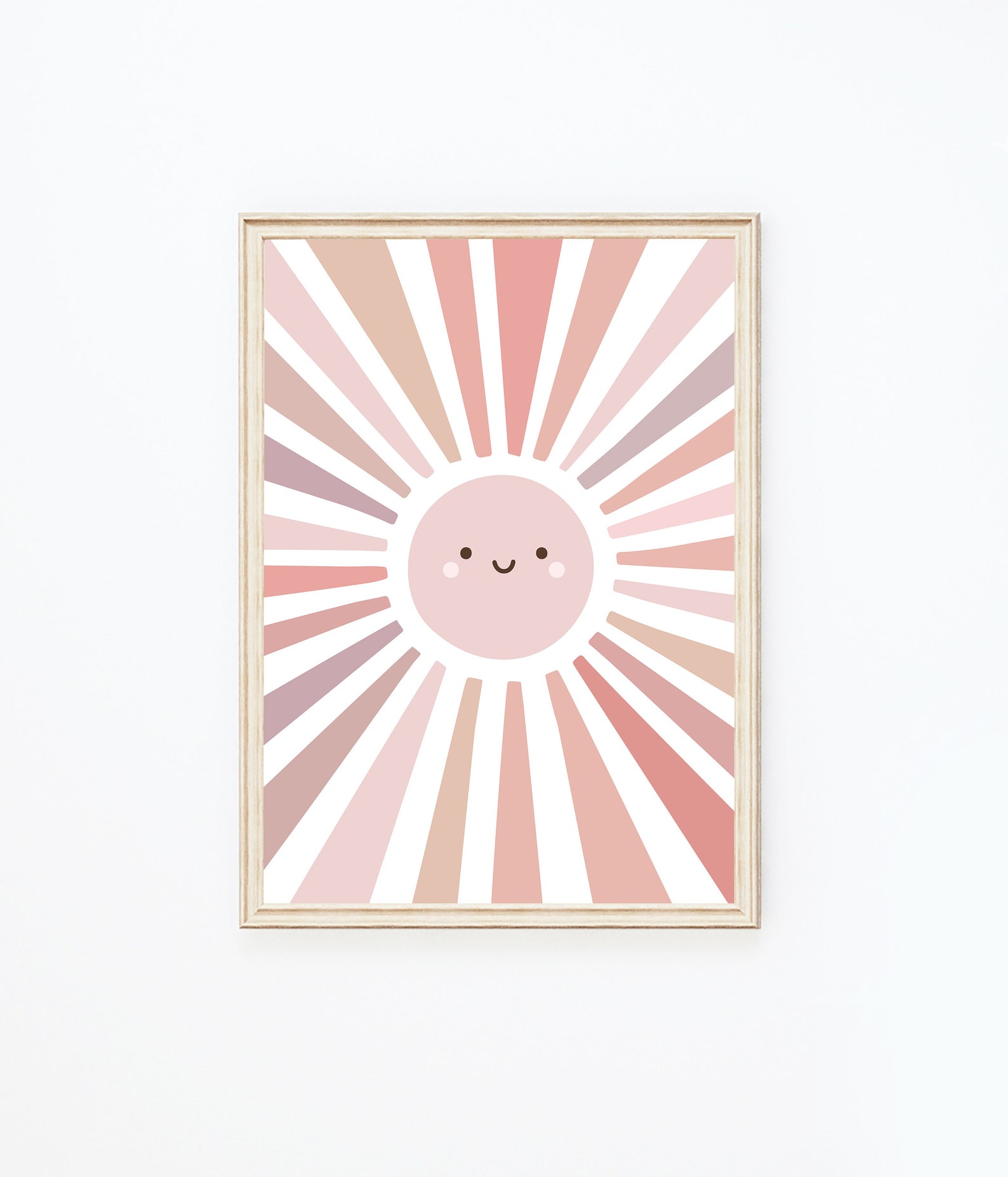 Happy Sun Poster, Pastel Pink Print, Nursery Printable, Toddler Nursery ...
