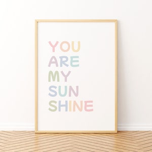 Set of 2 Nursery Posters, You Are My Sunshine, Sun Poster, Pastel ...