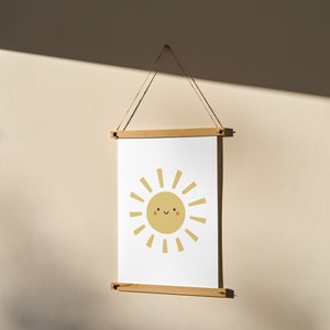 Smiling Sun Poster, Happy Sun Printable, Yellow Sun Print, Boho Nursery ...