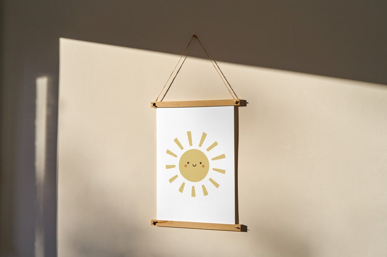 Smiling Sun Poster, Happy Sun Printable, Yellow Sun Print, Boho Nursery ...