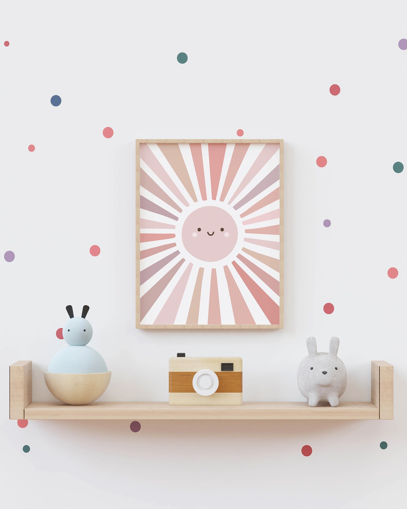 Happy Sun Poster, Pastel Pink Print, Nursery Printable, Toddler Nursery ...