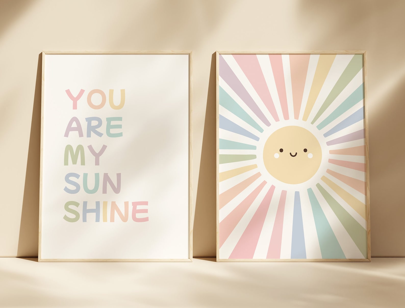 Set of 2 Nursery Posters, You Are My Sunshine, Sun Poster, Pastel ...