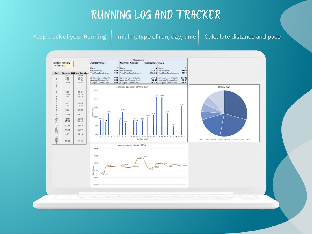 Running Tracker , Exercise Tracker, Running Log, Fitness Tracker, - Etsy