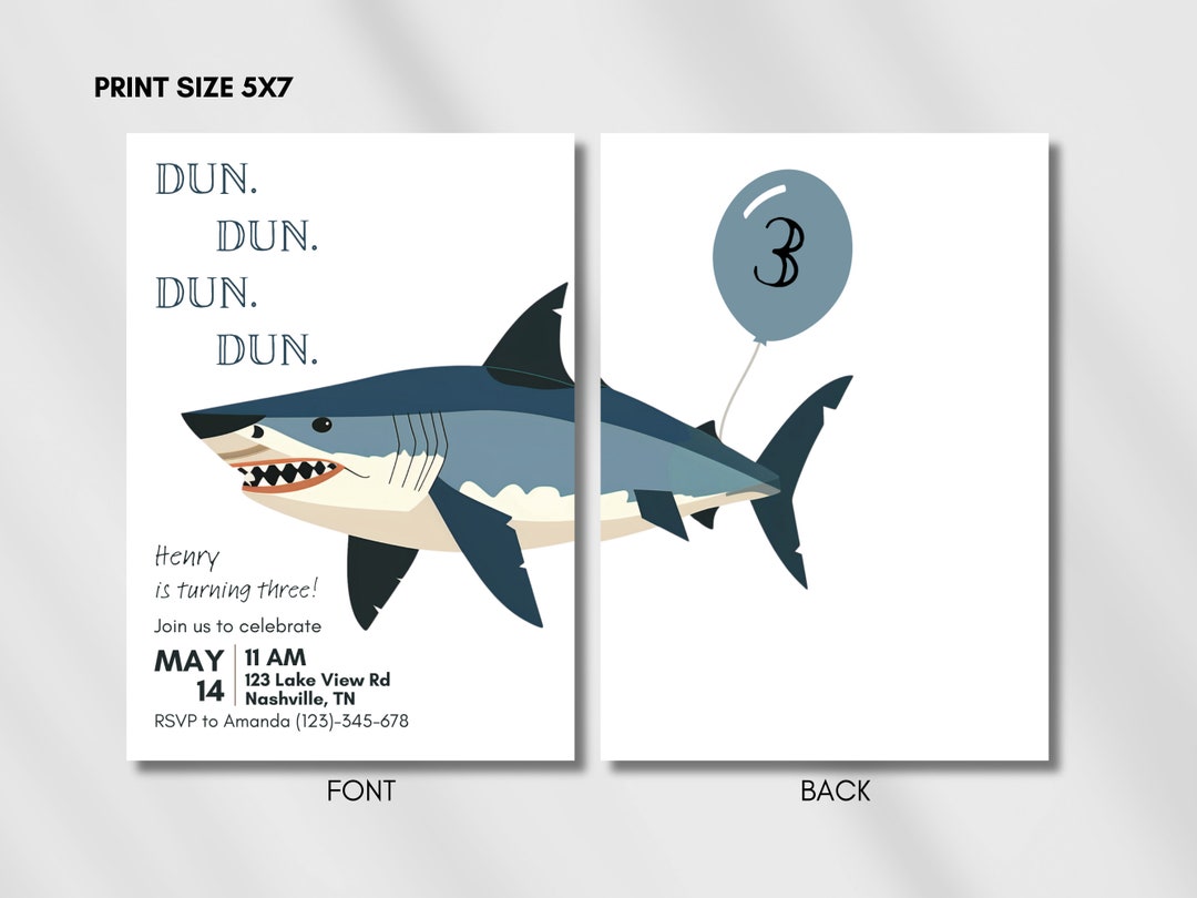 Shark Birthday Invitation, ANY AGE, Shark Party Invitations, Shark ...