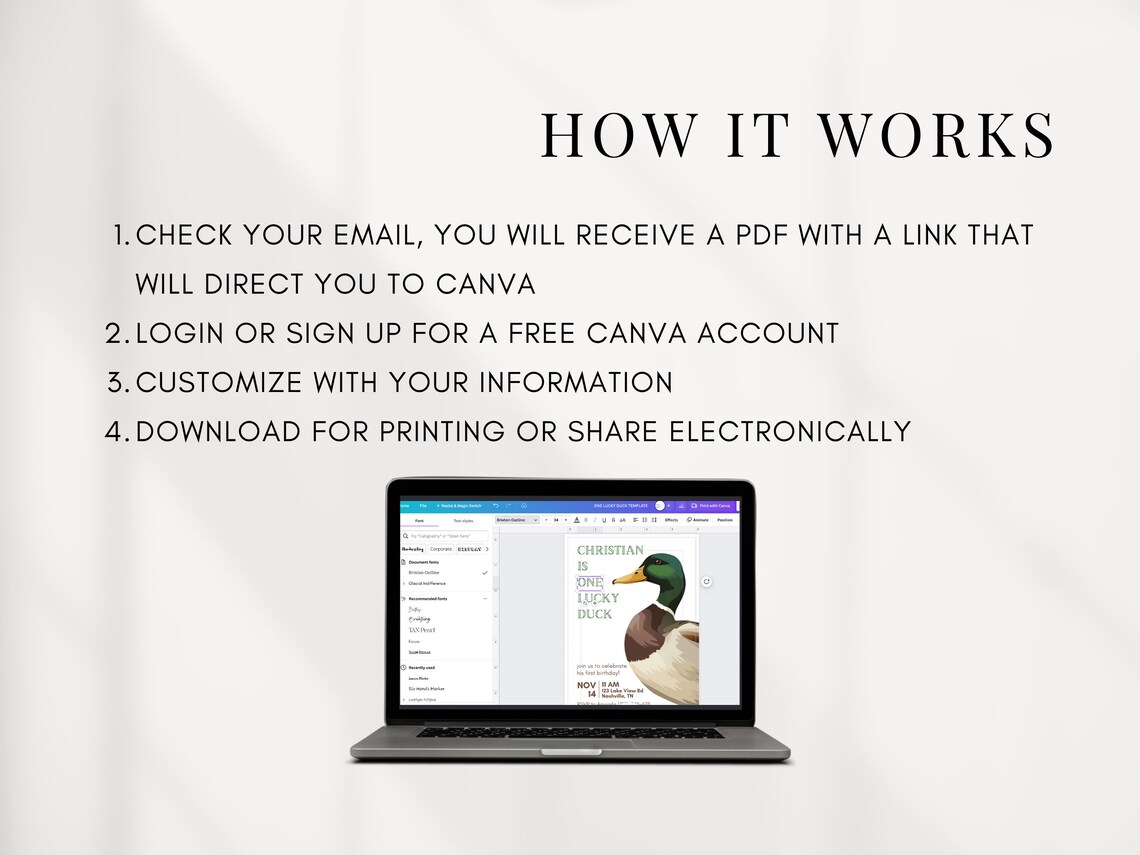 One Lucky Duck Birthday Invite, Mallard Duck Invitation, Lucky Duck ...