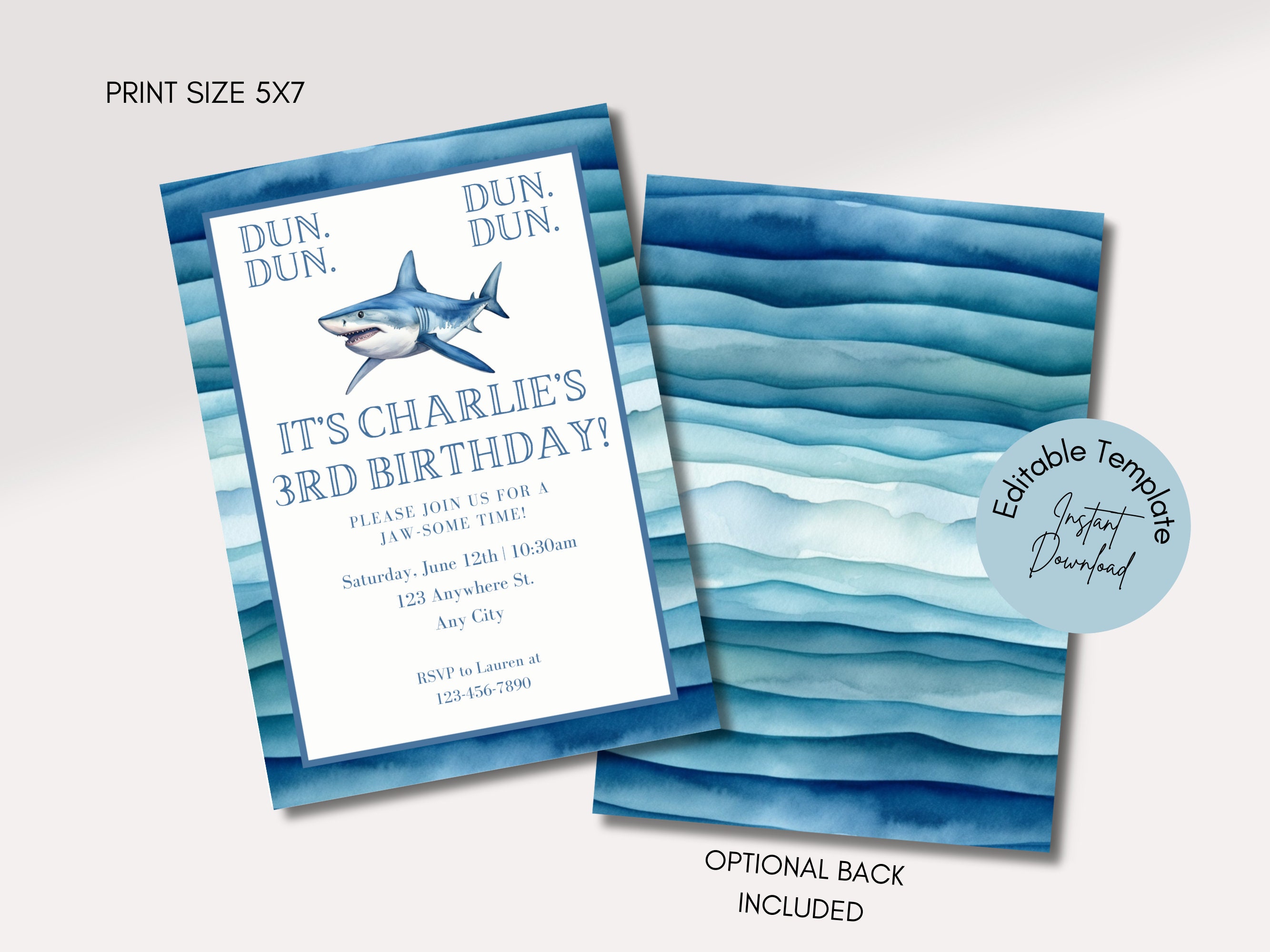 Shark Birthday Invitation, Shark Party Invitations, Shark Theme ...