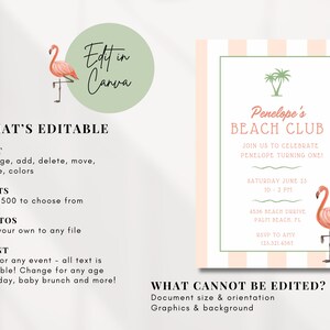 BEACH CLUB Birthday Invitation, Beach Cabana Party Invite, Girls Pool ...