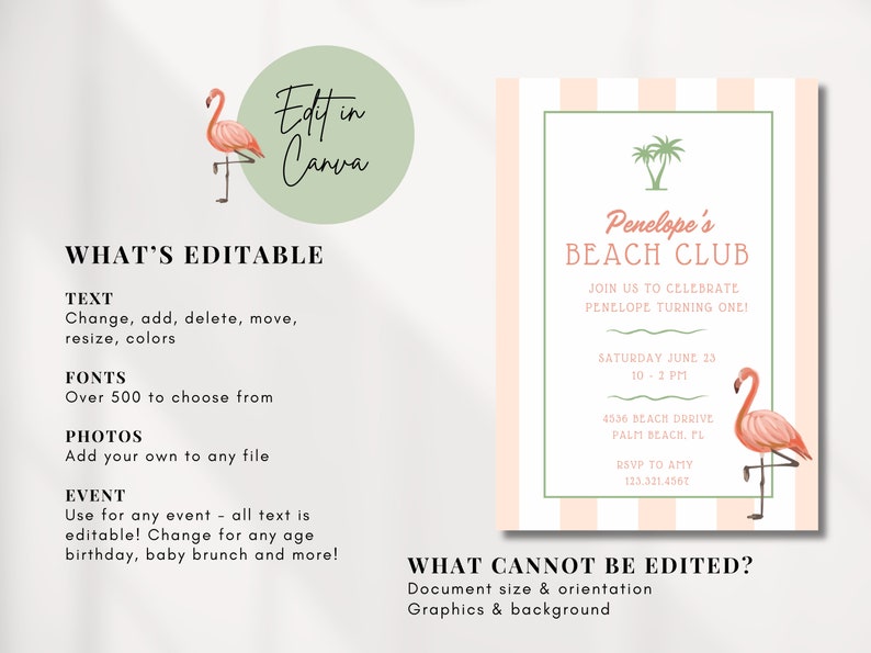 BEACH CLUB Birthday Invitation, Beach Cabana Party Invite, Girls Pool ...