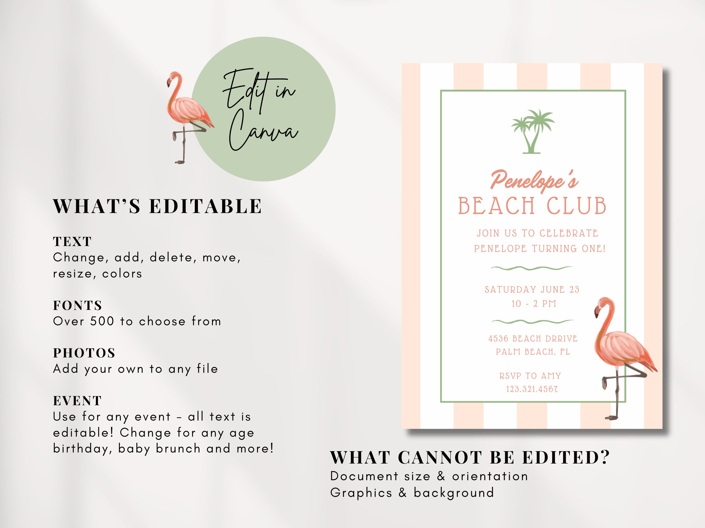 BEACH CLUB Birthday Invitation, Beach Cabana Party Invite, Girls Pool ...