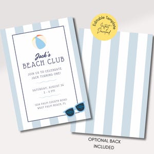 BEACH CLUB Birthday Invitation, Beach Cabana Party Invite, Boys Pool ...