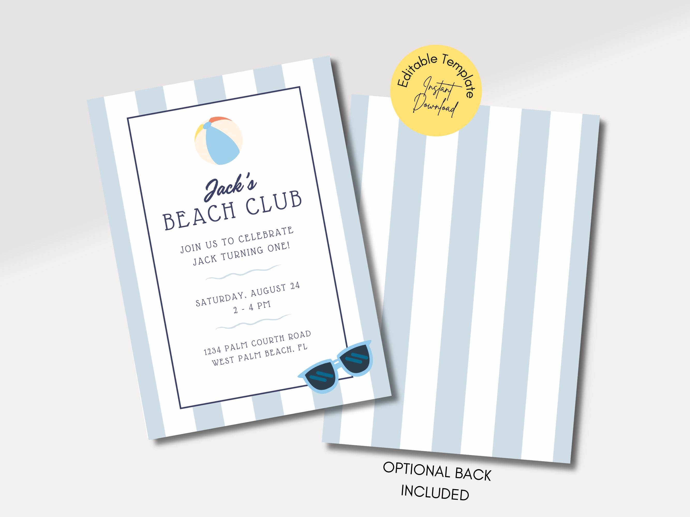 BEACH CLUB Birthday Invitation, Beach Cabana Party Invite, Boys Pool ...