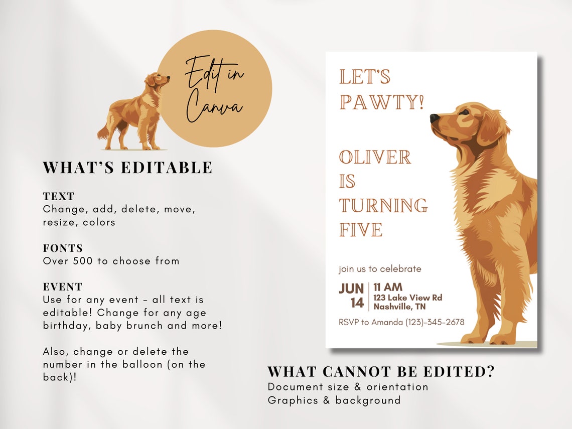 Puppy Birthday Pawty Invitation, Come Sit Stay Invite, MODERN Puppy ...