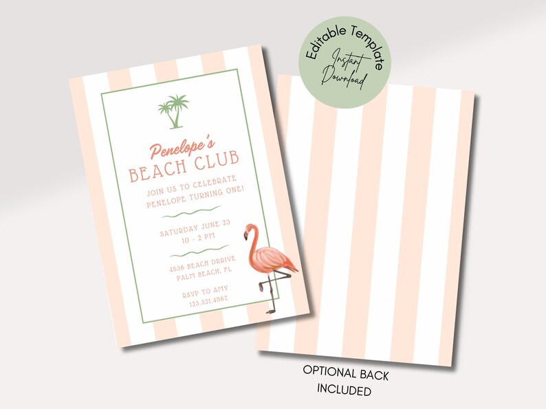 BEACH CLUB Birthday Invitation, Beach Cabana Party Invite, Girls Pool ...