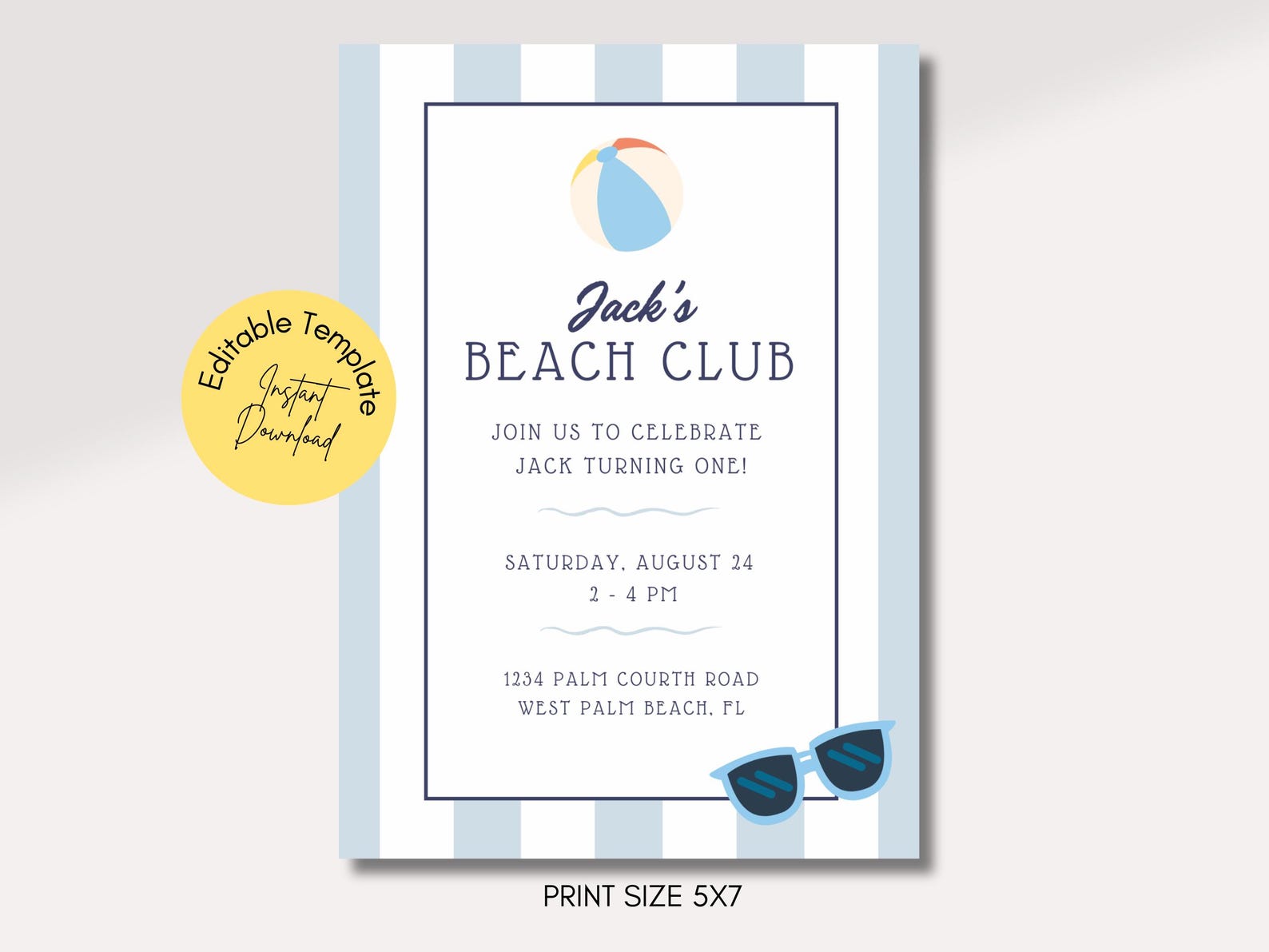 BEACH CLUB Birthday Invitation, Beach Cabana Party Invite, Boys Pool ...