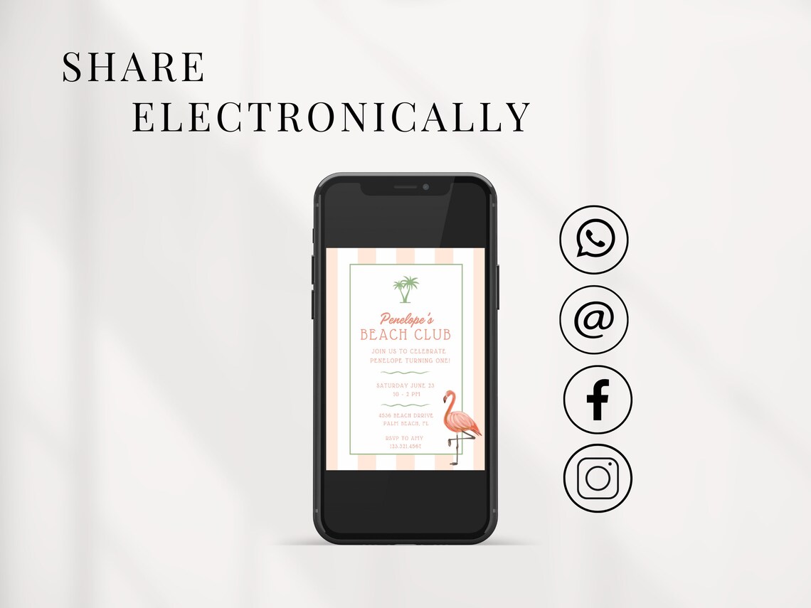 BEACH CLUB Birthday Invitation, Beach Cabana Party Invite, Girls Pool ...