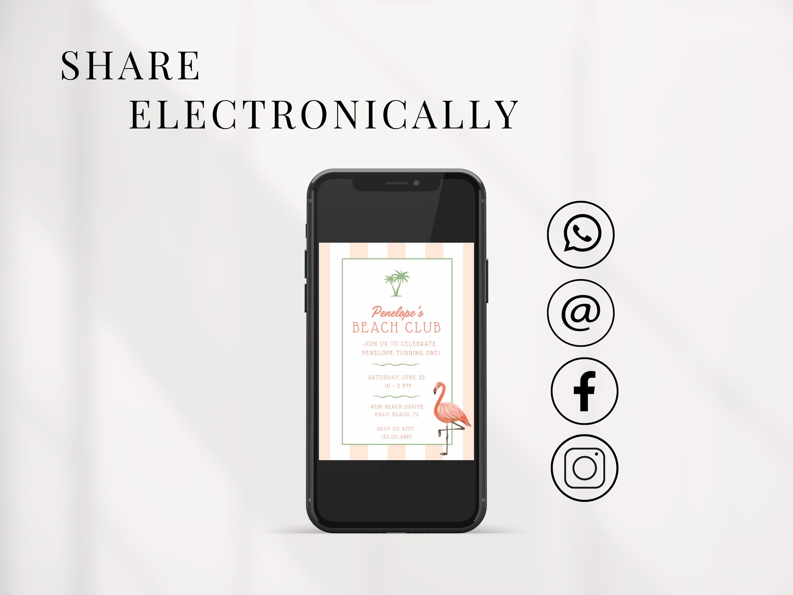 BEACH CLUB Birthday Invitation, Beach Cabana Party Invite, Girls Pool ...