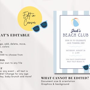 BEACH CLUB Birthday Invitation, Beach Cabana Party Invite, Boys Pool ...