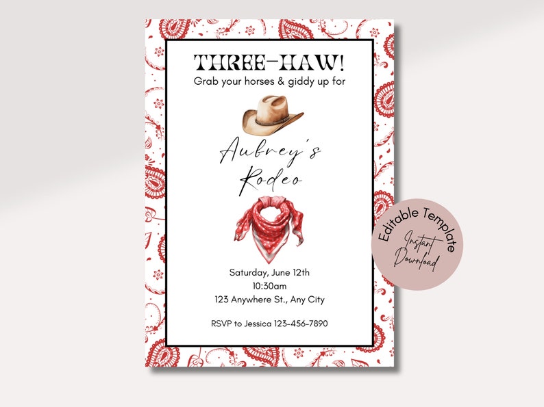 Rodeo Invitation Template, Cowgirl Birthday Invite, Wild West Cowgirl ...