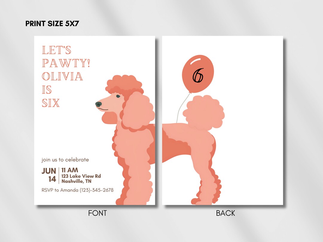 Dog Birthday Invitation, Puppy Pawty Invitation, Dog Theme Birthday ...