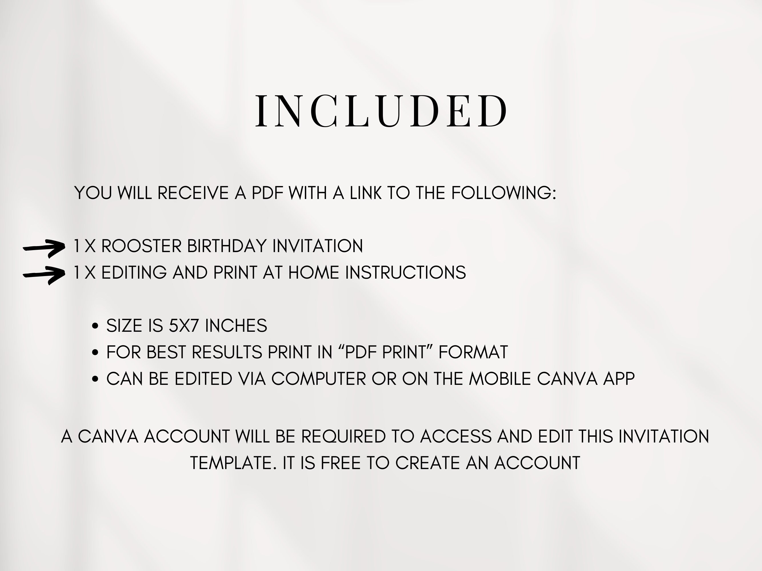 Rooster Birthday Invitation, Minimalist Rooster Birthday Party ...