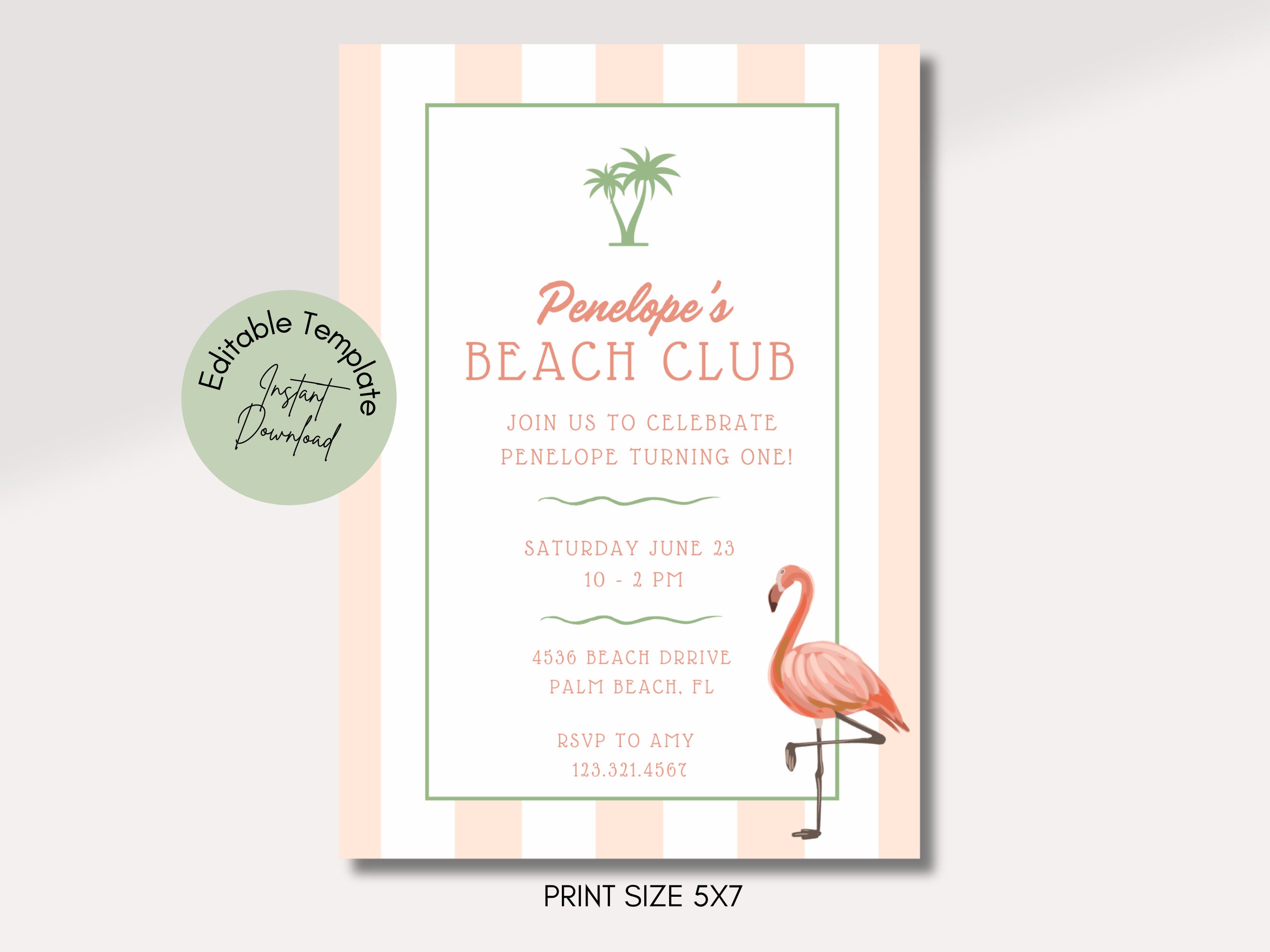 BEACH CLUB Birthday Invitation, Beach Cabana Party Invite, Girls Pool ...