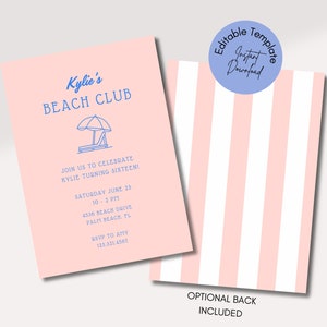 Chic Beach Birthday Invitation, Beach Club Party Invite, Pool Party ...