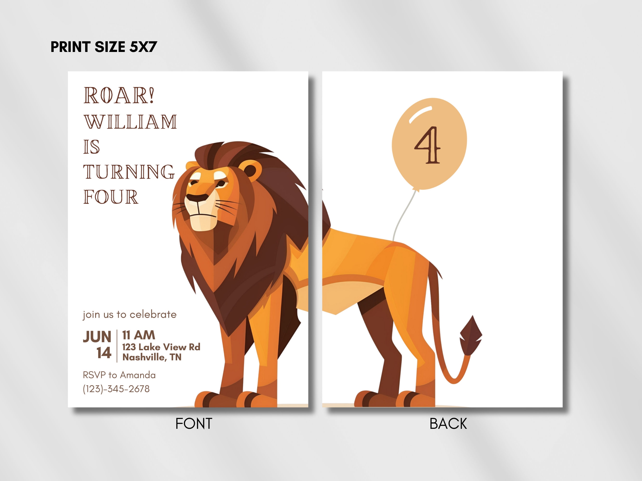 Lion Birthday Invitation, MODERN Lion Invite, Wild One Birthday, Safari ...