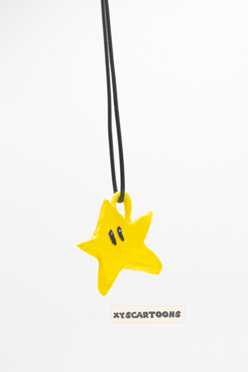 Y2K Mario Super Star Necklace - Super Mario Bros -nintendo Merch - Clay ...