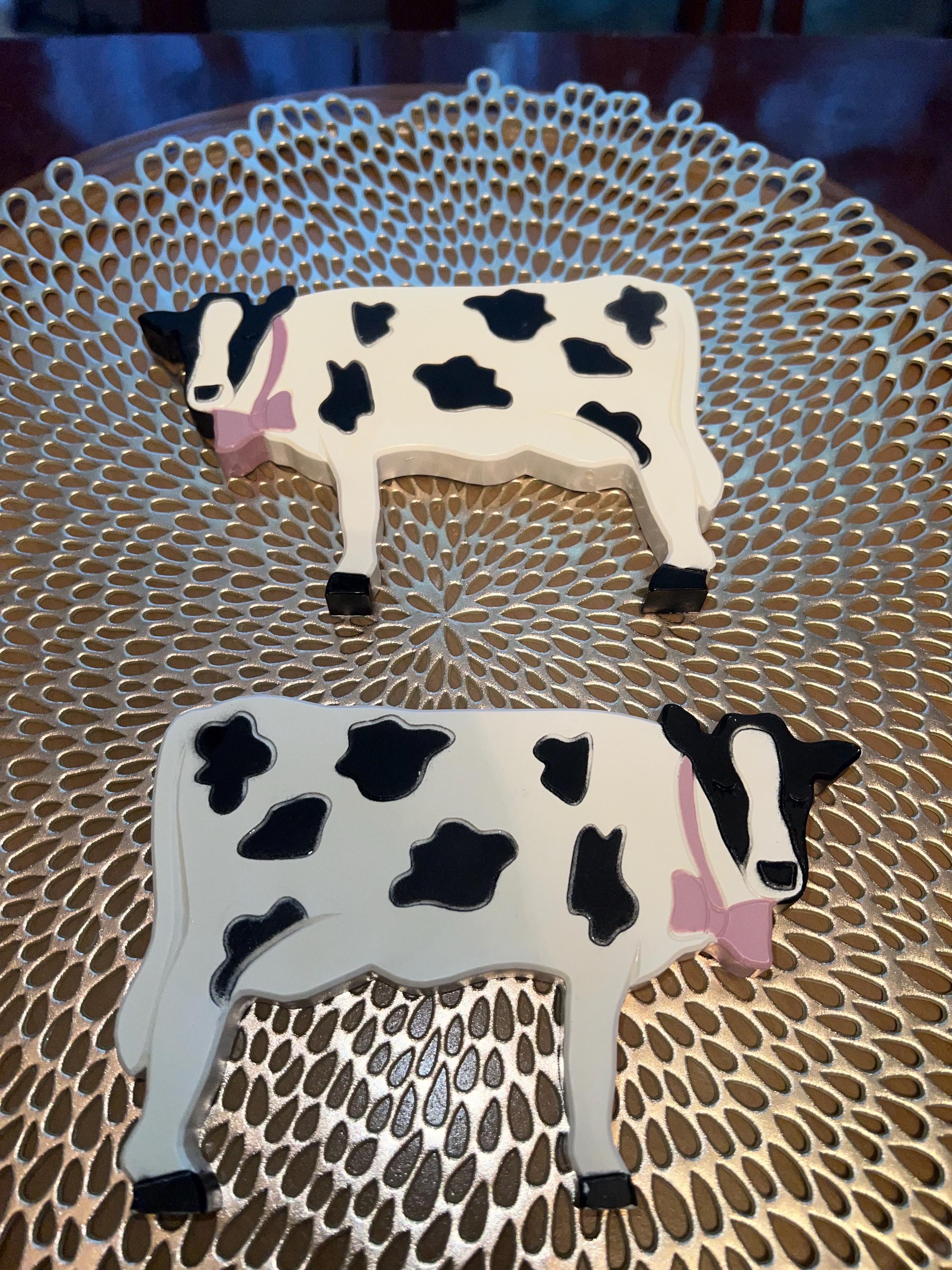 Vintage Cow With Pink Bow Wall Plaques Set of 2 Made in USA - Etsy
