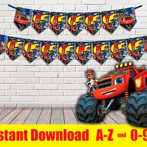 Banner Instant Download, Blaze and the Monster Machines Banner, Monster ...