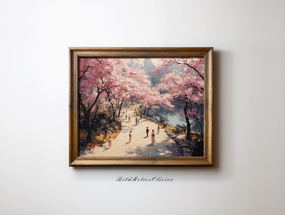 Japanese Cherry Blossom Wall Art Hanami Painting Spring in Japan ...